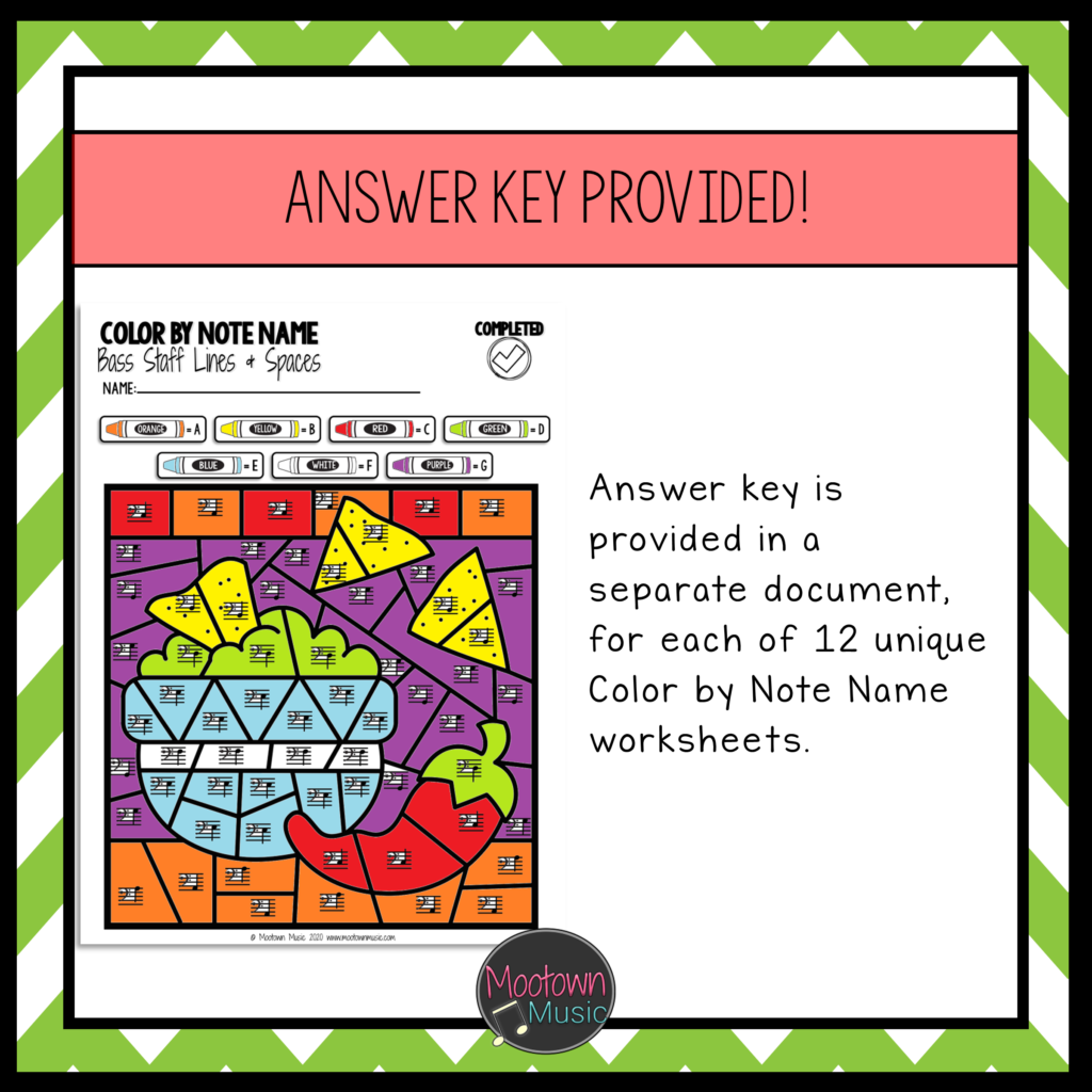 Cinco de Mayo Music Worksheets: Color by Note Name – Mootown Music